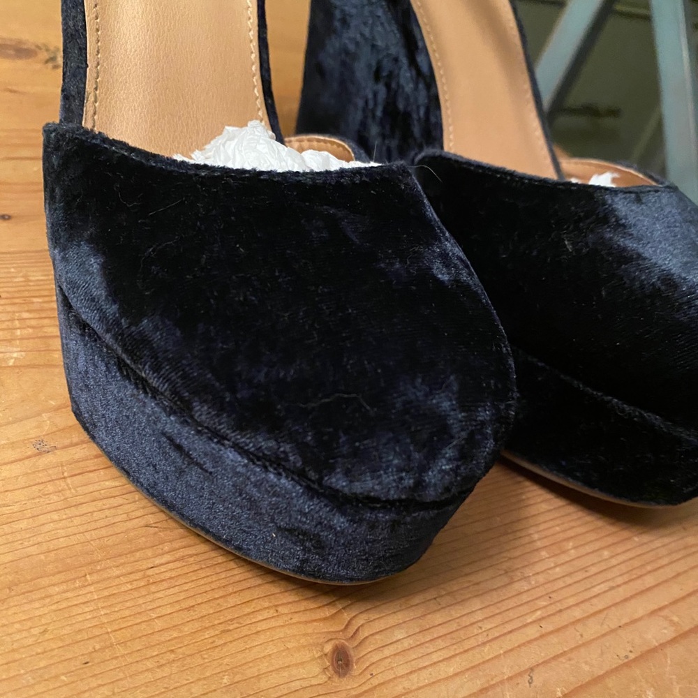 Asos Navy Blue Velvet Platform Wedges - Gem